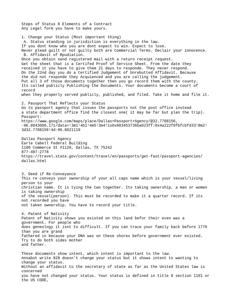 Essential Steps for Contract Status Change | PDF | Trustee | Affidavit