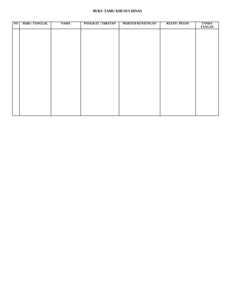 Buku Tamu Khusus Dinas 1 | PDF