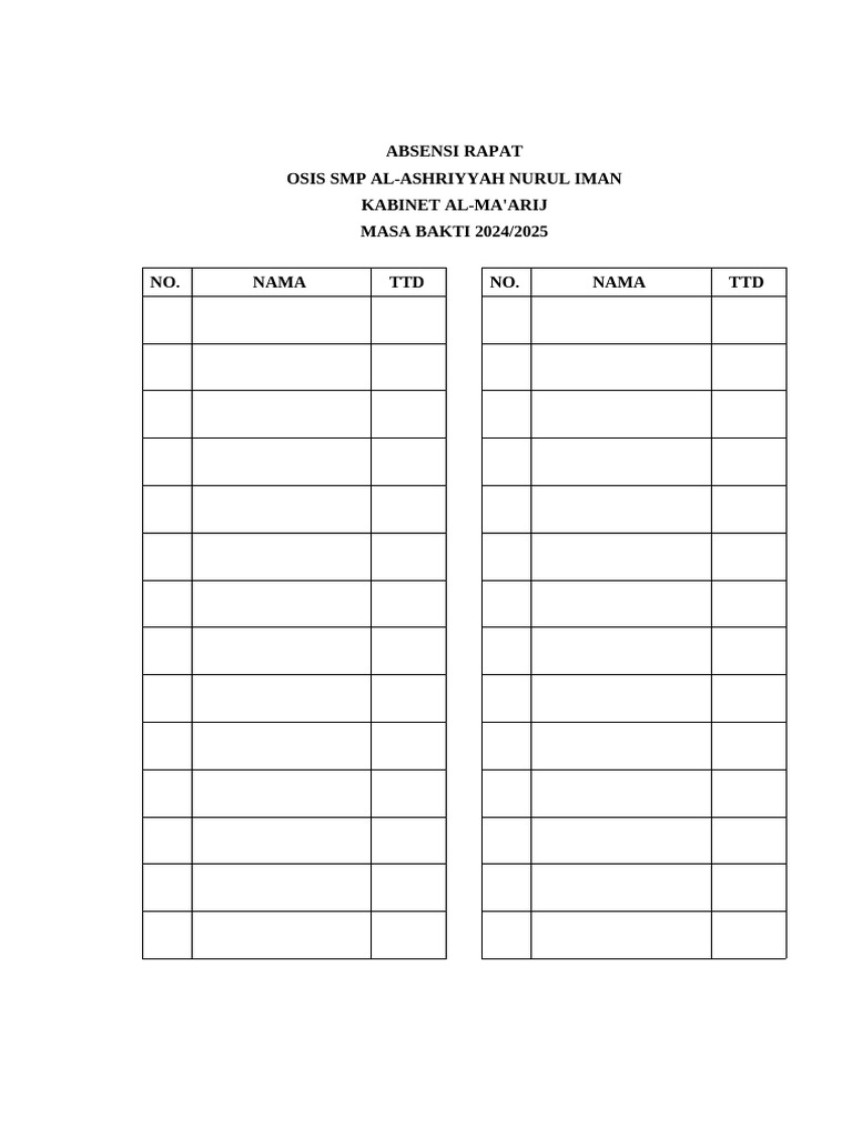 1.absen Dan Notula Rapat Osis | PDF