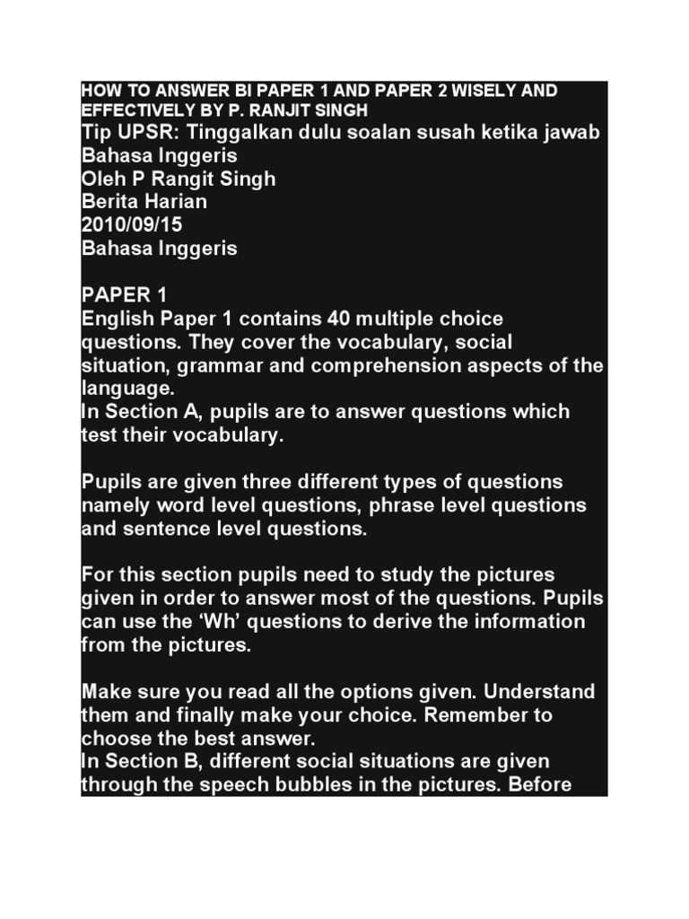 How To Answer Bi Paper 1 and Paper 2 Wisely and Effectively | PDF ...