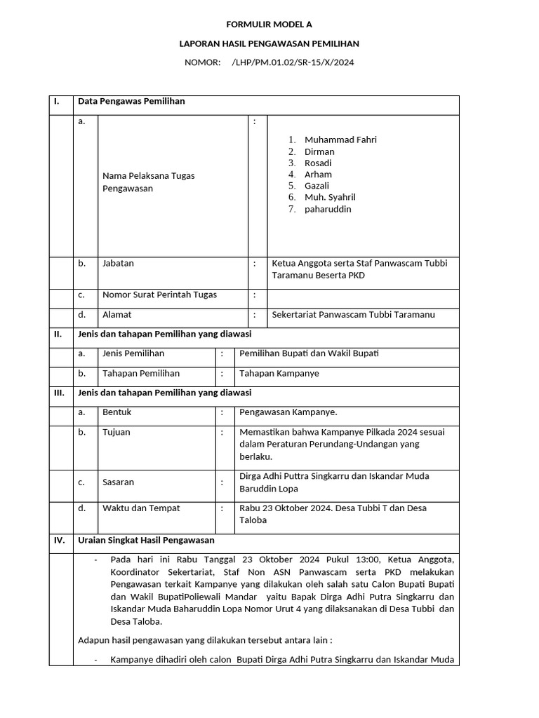 Formulir Model A Tutar 23 Oktb | PDF