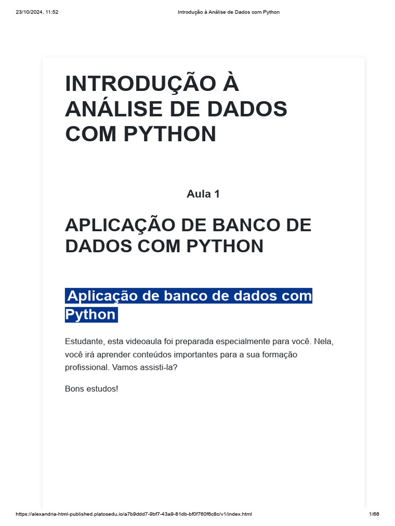 Introdução À Análise de Dados Com Python | PDF | SQL | Bancos de dados