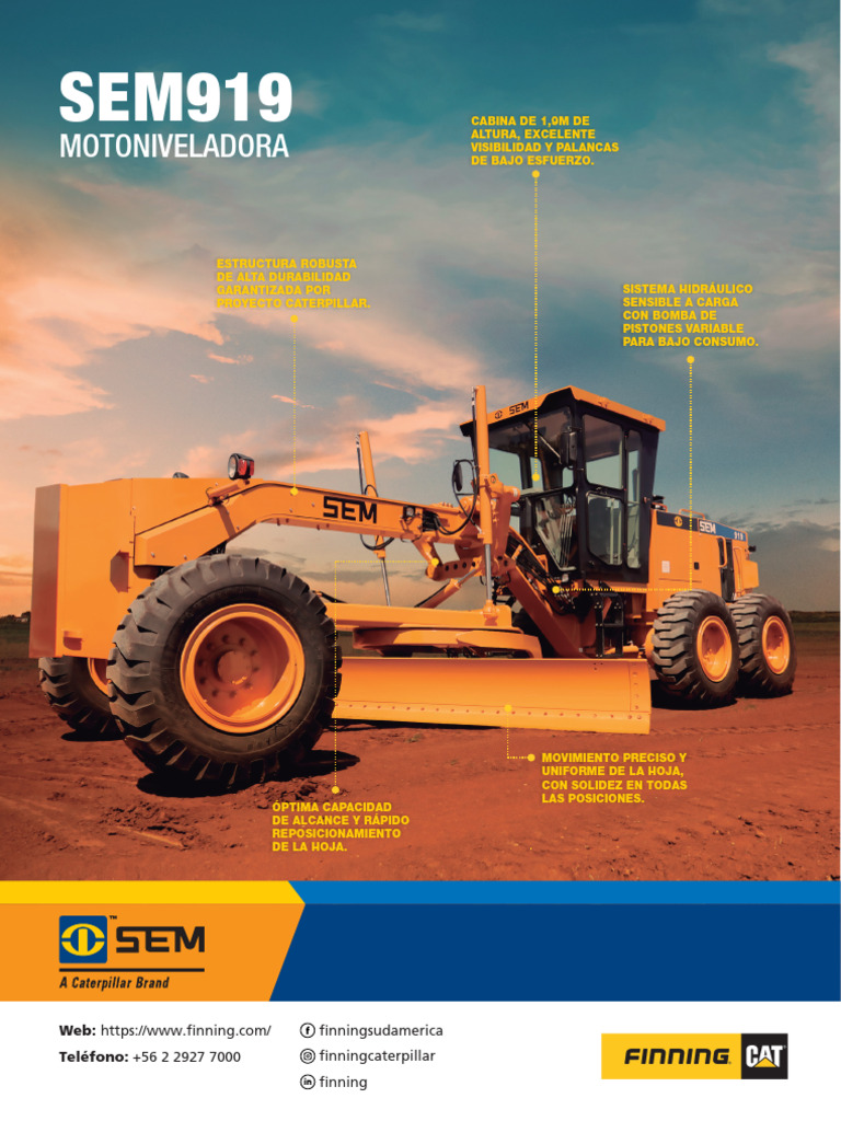 Motoniveladora SEM919: Potencia y Precisión | PDF | Eje | Tecnologías automotrices