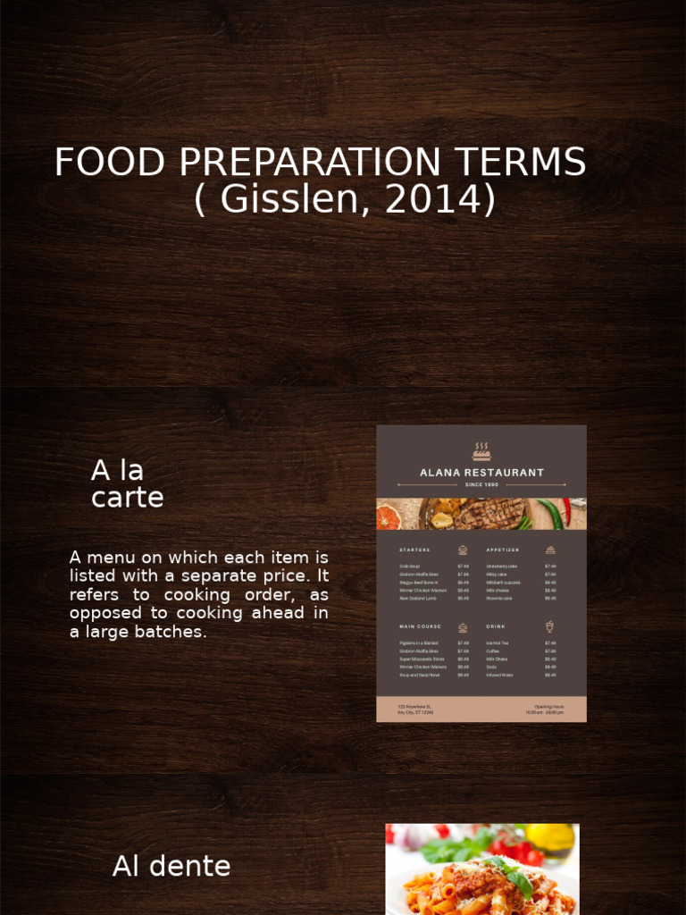 Food Preparation Terms Jona | PDF | Cooking | Grilling