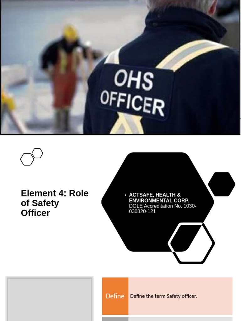 BOSH Unit 1-Element 4-Role of SO | PDF | Occupational Safety And Health ...