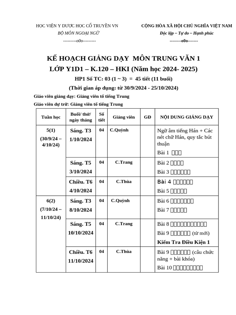 KHGD Đhy1.k20 HP1 2023 2024 Hoa. 9.2024 | PDF