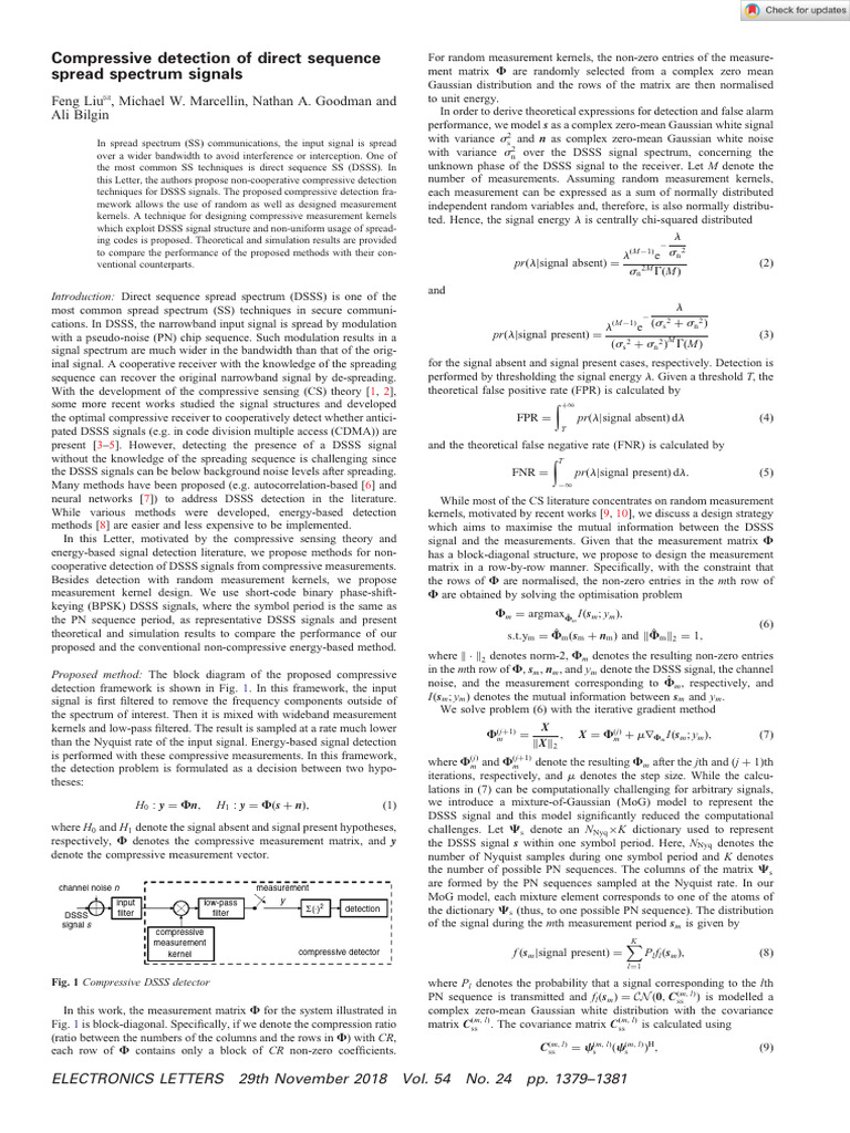 Electronics Letters - 2018 - Liu - Compressive Detection of Direct Sequence Spread Spectrum ...