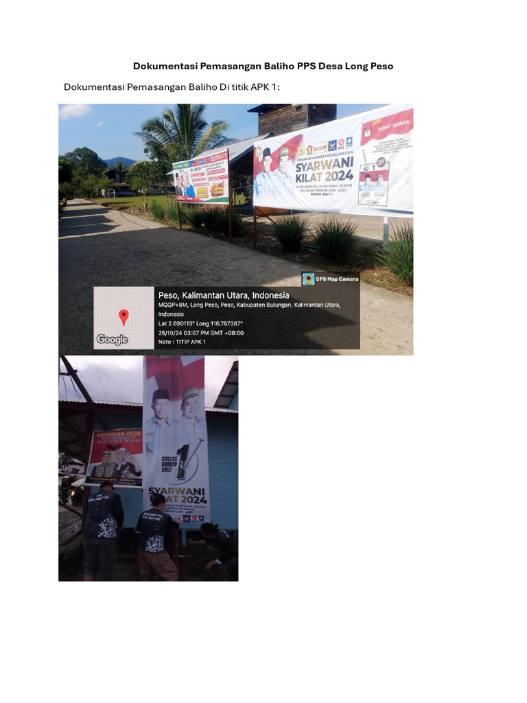 Dokumentasi Pemasangan Baliho PPS Desa Long Peso | PDF