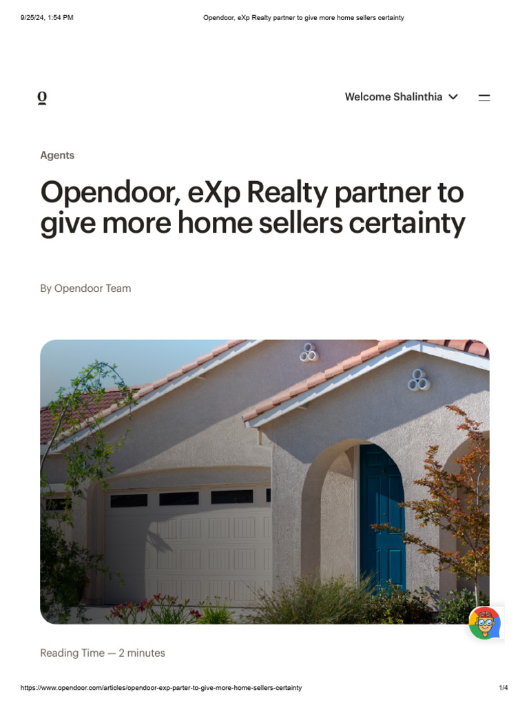 Opendoor, Exp Realty Partnership | PDF