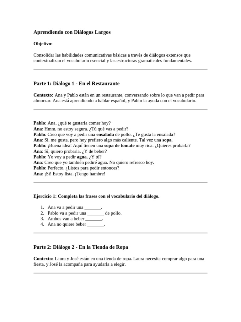 Aprendiendo Con Diálogos Largos | PDF | Estudios de idiomas extranjeros