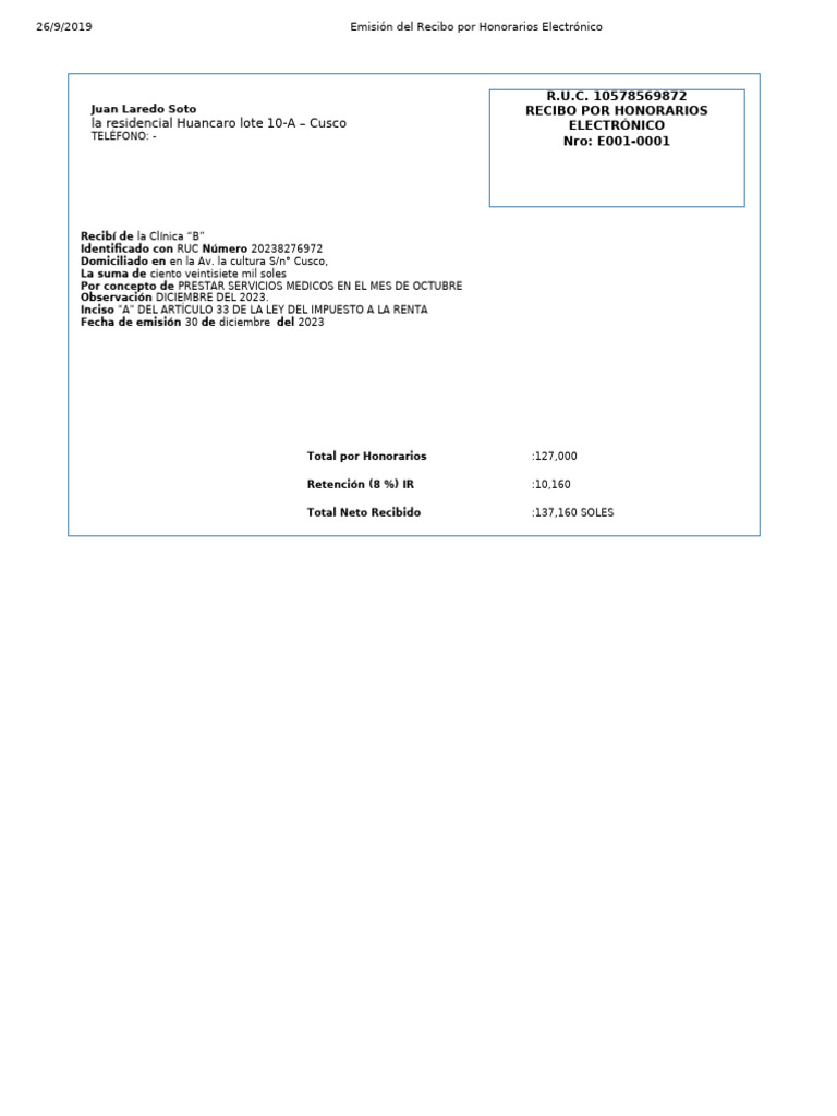 Recibo 1 Caso 1 | PDF