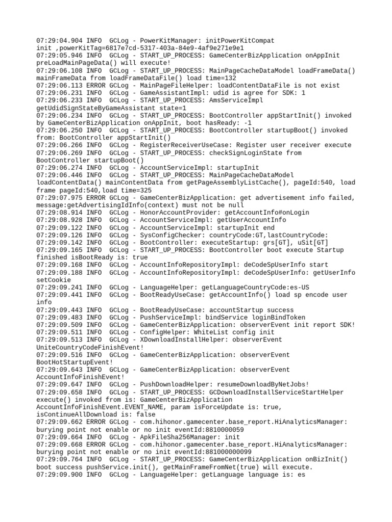 Errores y Procesos en GameCenter Logs | PDF | Arquitectura de Computadores | Estándares web