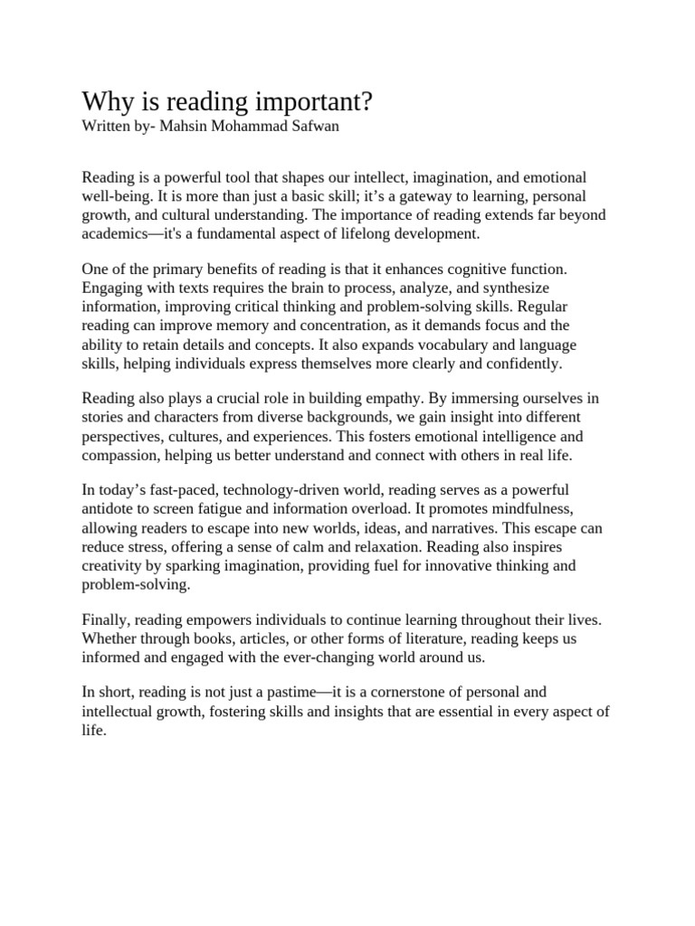 Why Is Reading Important | PDF