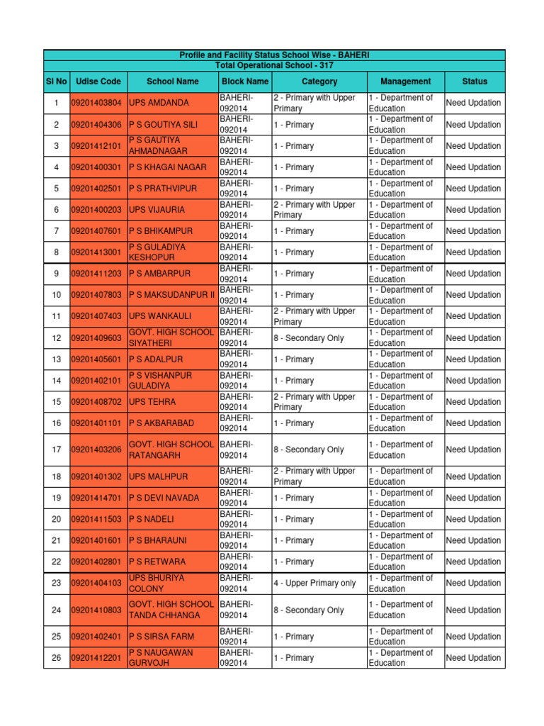 Profile and Facility Status BAHERI | PDF