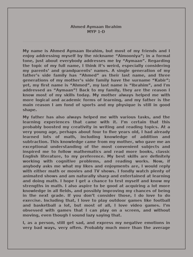 Ahmed Aymaan Ibrahim 1D Task 1 | PDF | Reason | Knowledge