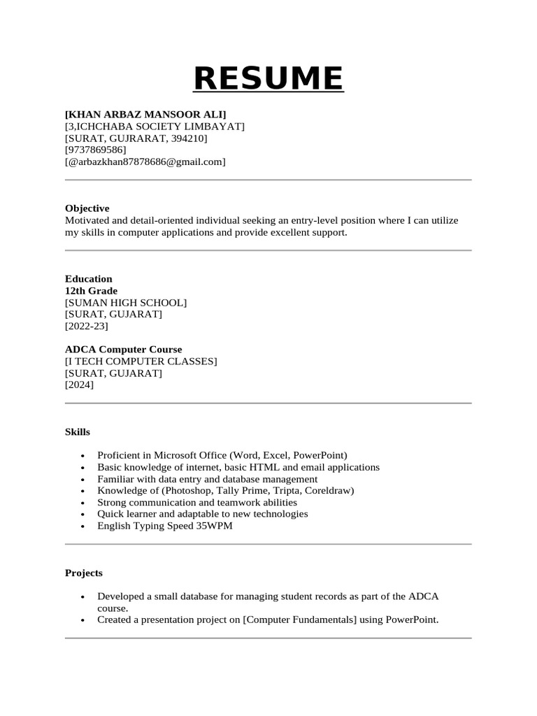 Resume Arbaz | PDF | Career & Growth | Computers