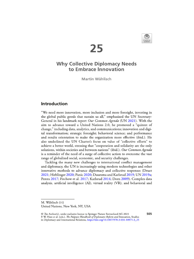 Martin Wahlish Why Collective Diplomacy Needs Innovation | PDF