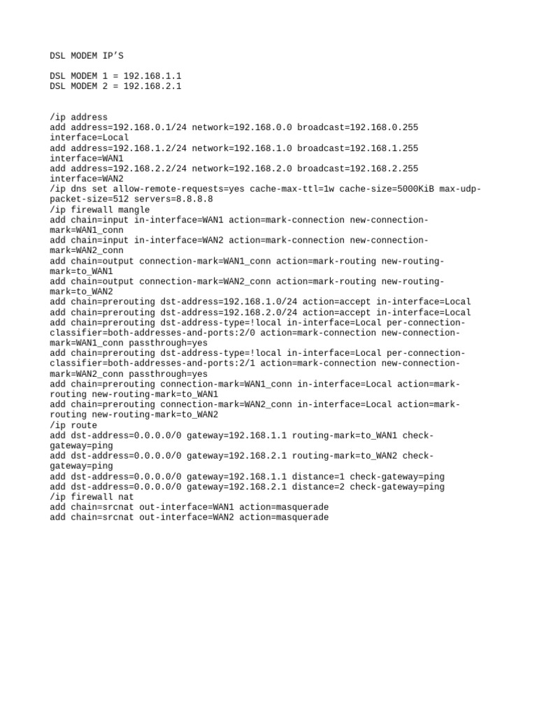 Mikrotik DUAL WAN Load Balancing Using PCC Method | PDF | Computers