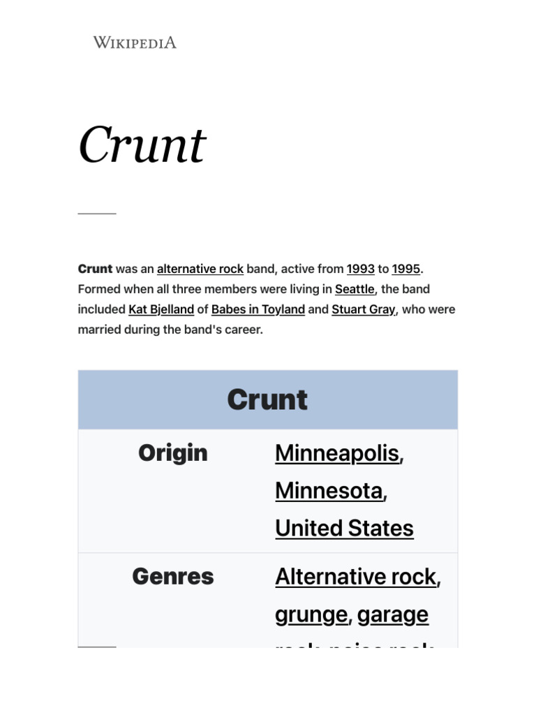 Overview of the Band Crunt | PDF | Musical Groups | Rock Music