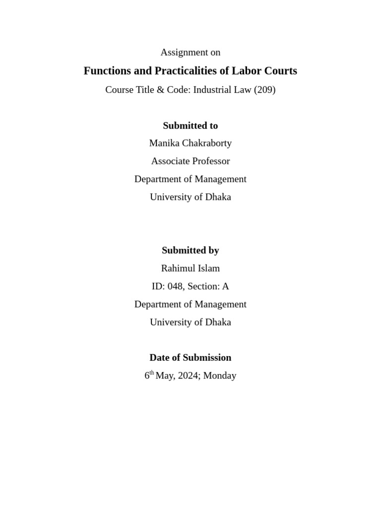 Industrial Law: Labor Courts Overview | PDF | Labour Law | Employment