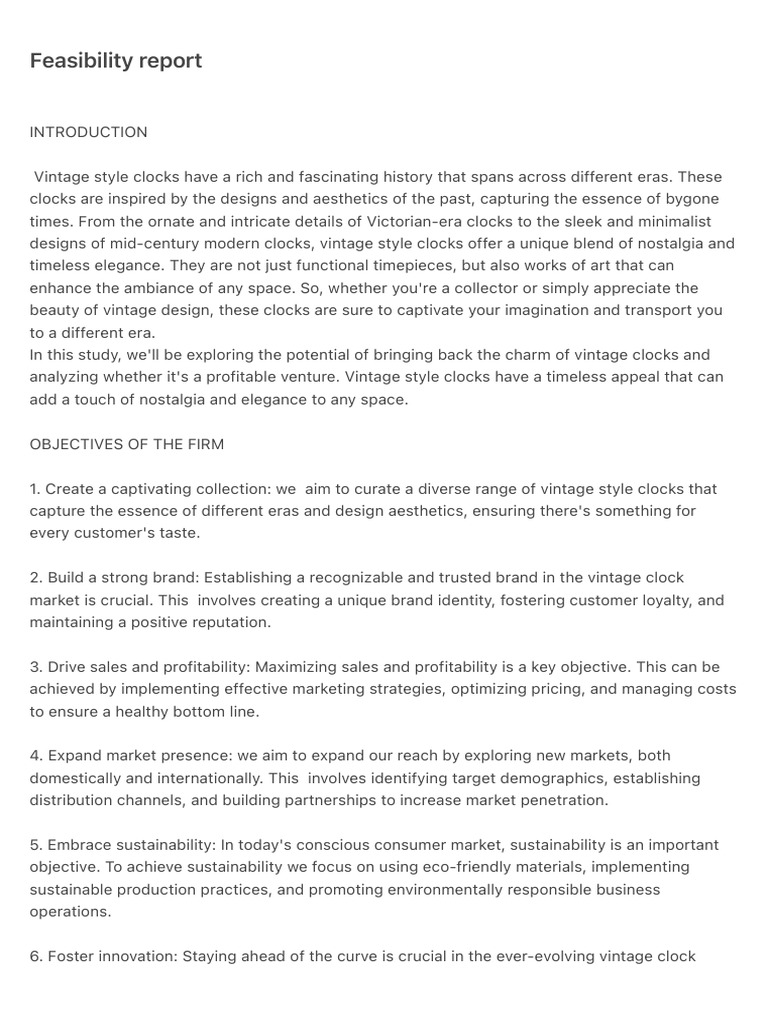 Feasibility Report | PDF | Brand | Expense