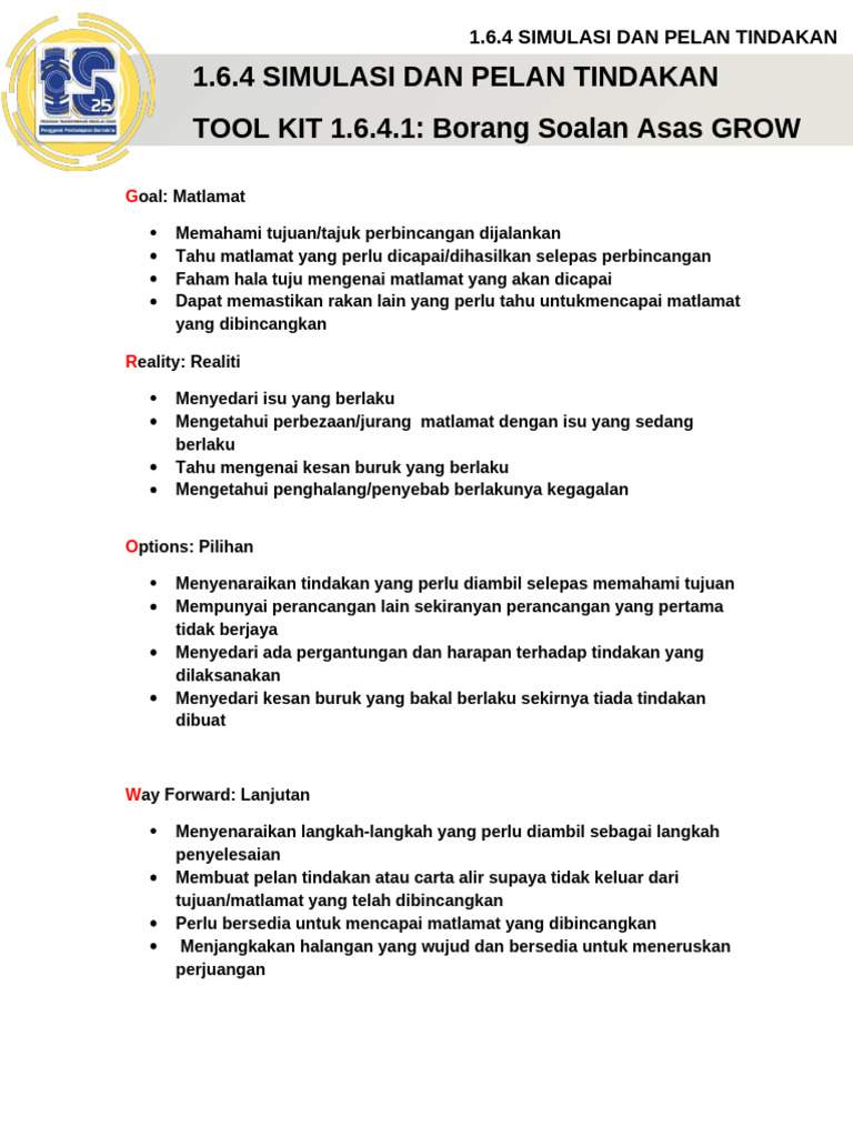 SKKB 1 6 4 1 Borang Soalan Asas GROW | PDF