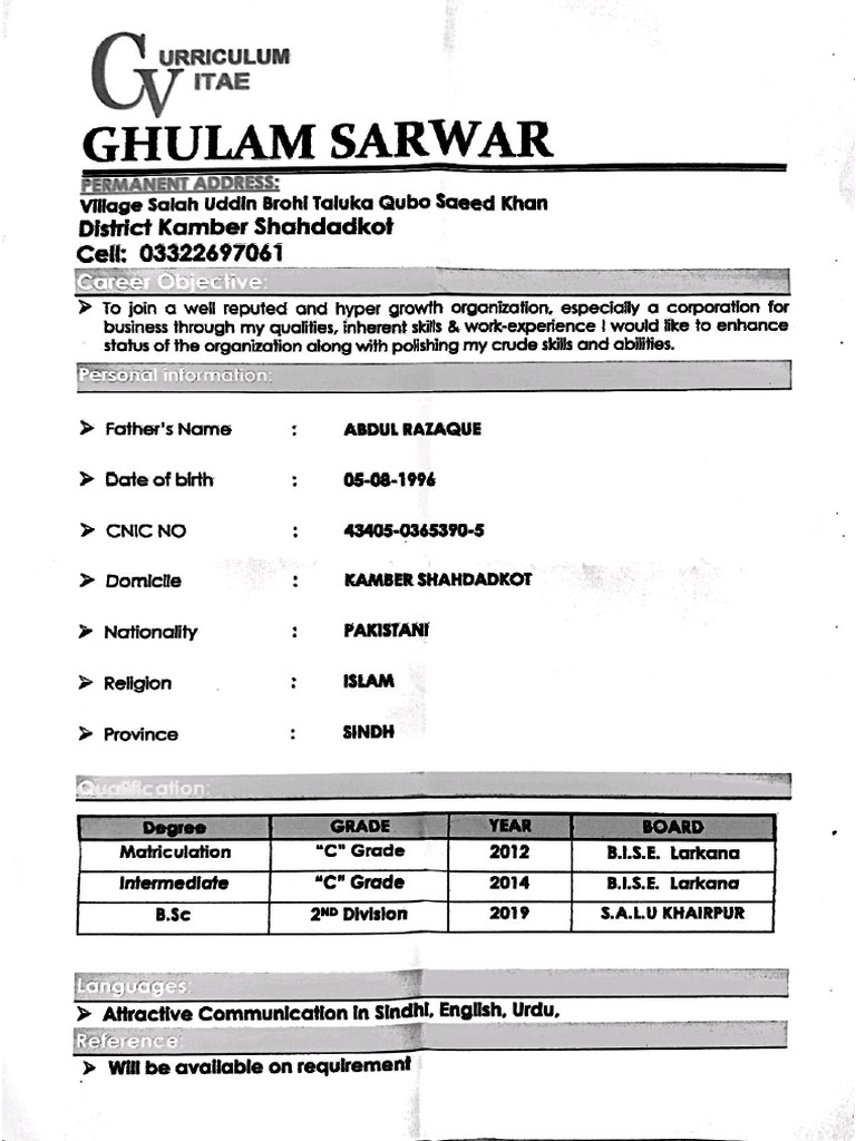 GH - Sarwar CV | PDF
