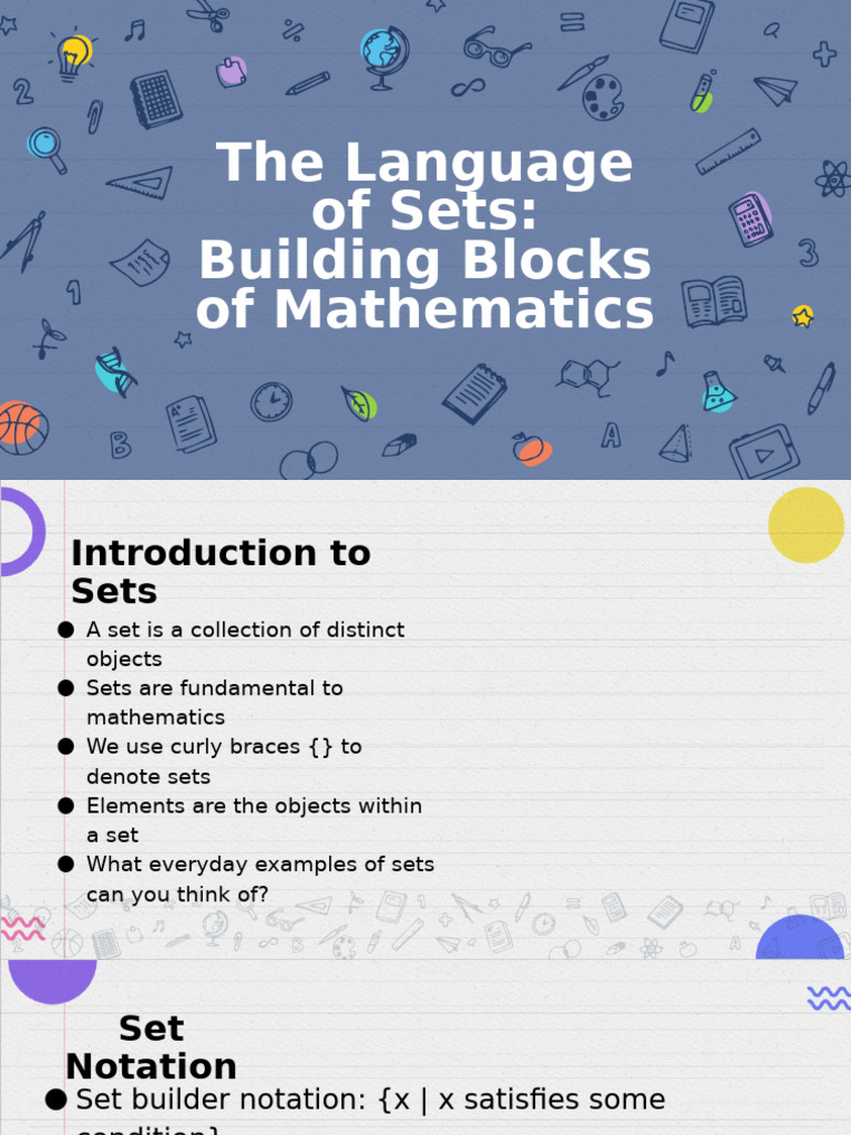 The Language of Set | PDF | Set (Mathematics) | Mathematics