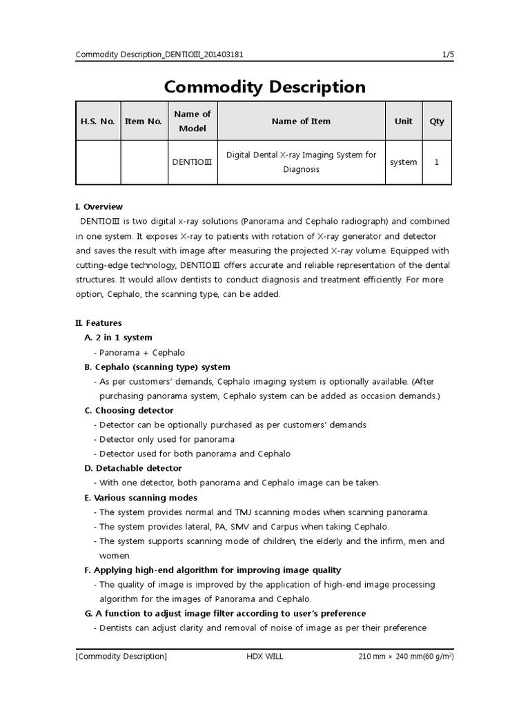 Commodity Description - DENTIOIII - 201403181 | PDF | Alternating ...