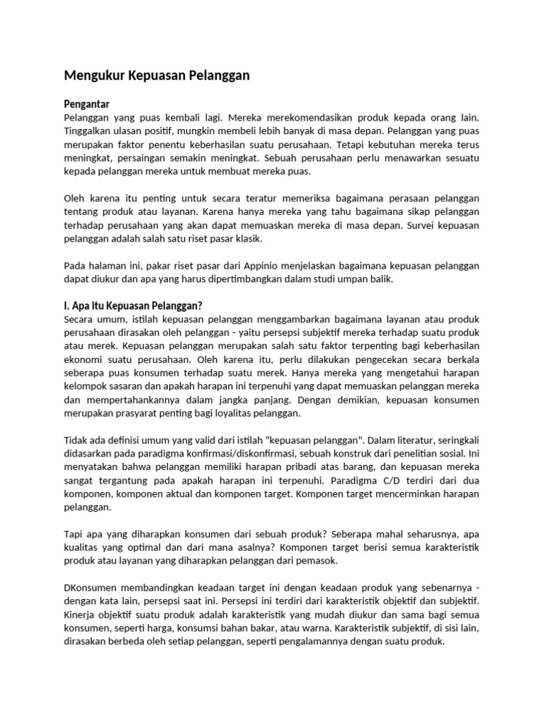 Mengukur Kepuasan Pelanggan | PDF