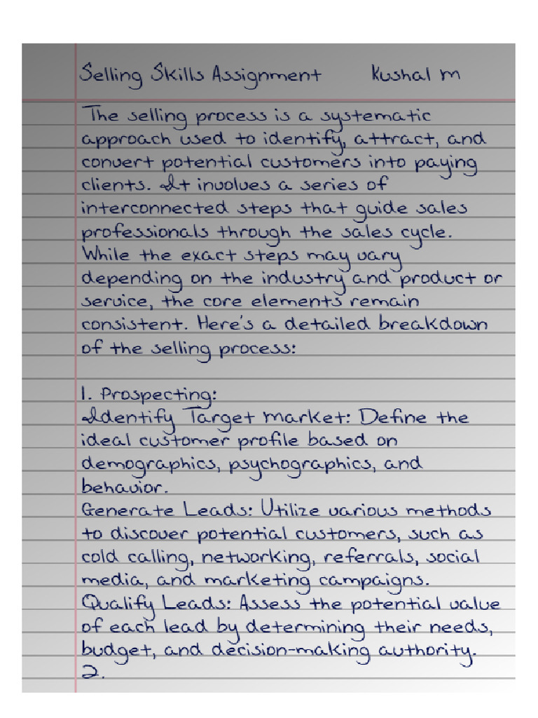 Selling Skills Assignmnet | PDF
