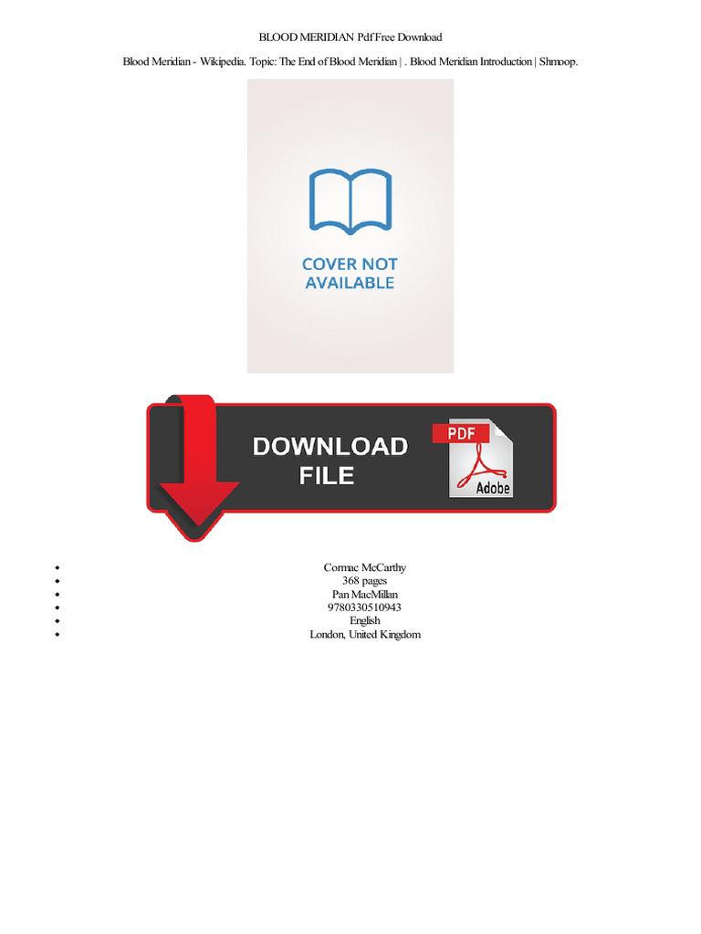 Blood Meridian: Free PDF Download | PDF