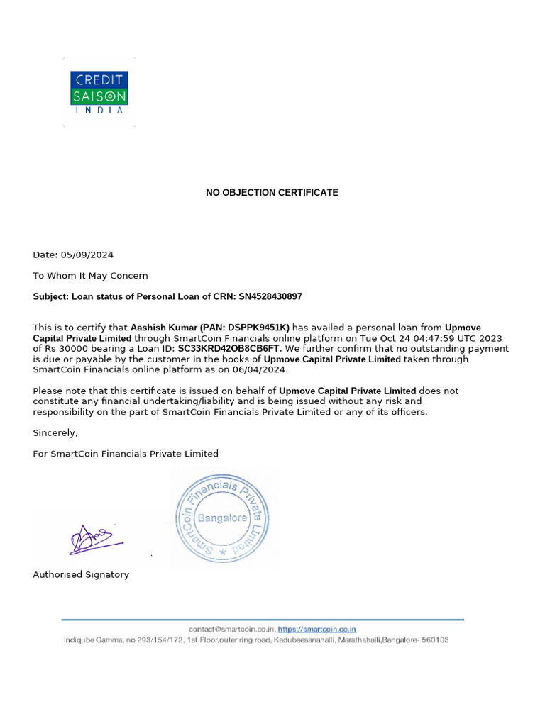 Loan Noc 13 B8CB6FT | PDF