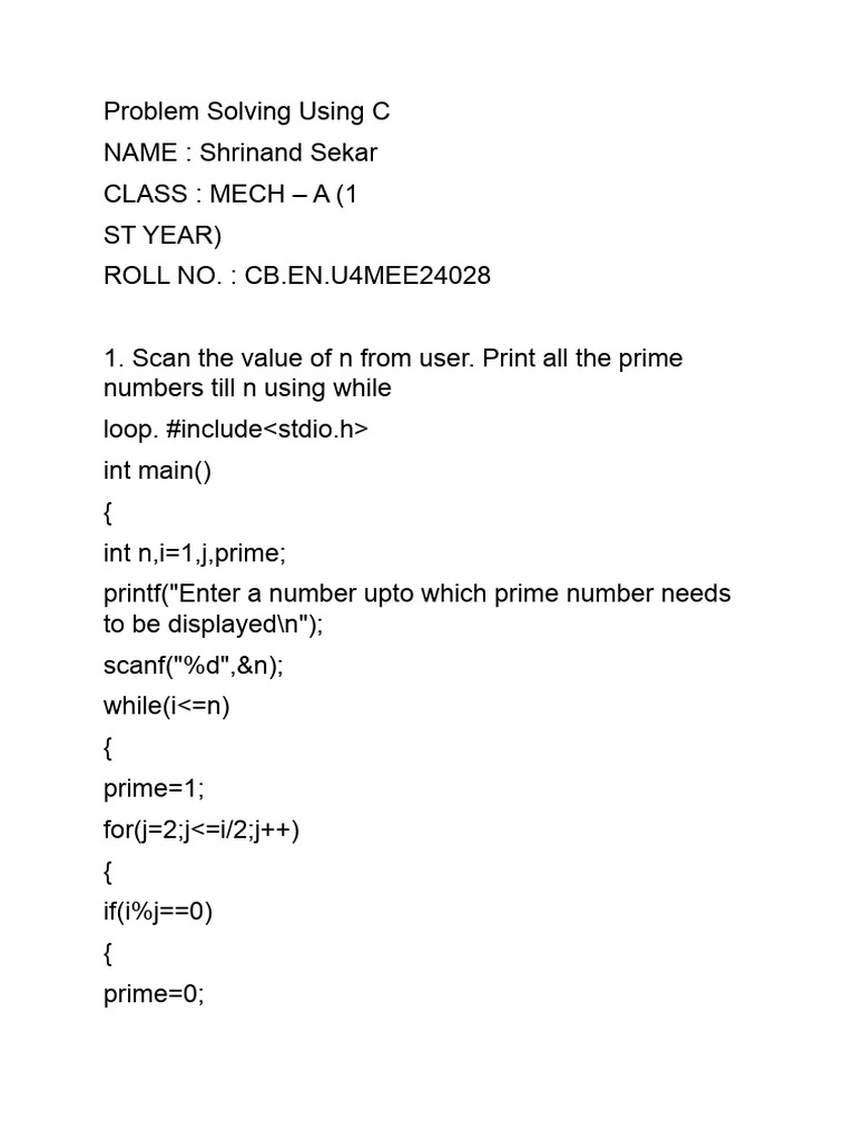 Problem Solving Using C Shrinand | PDF | Computer Science | Computer Engineering