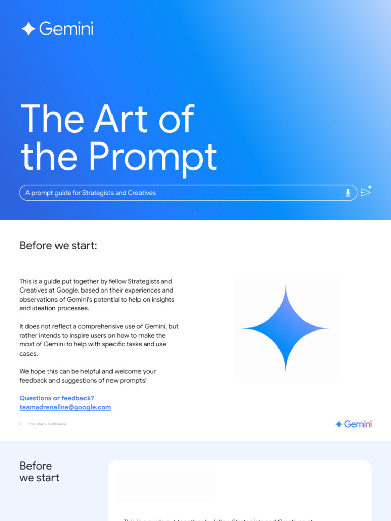 Gemini Prompt Guide For Creatives and Strategists | PDF | Artificial Intelligence | Intelligence ...