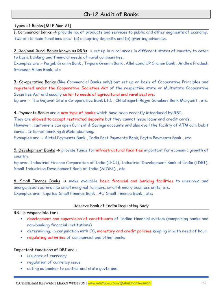 CA Inter - Bank Audit | PDF | Mortgage Law | Banks