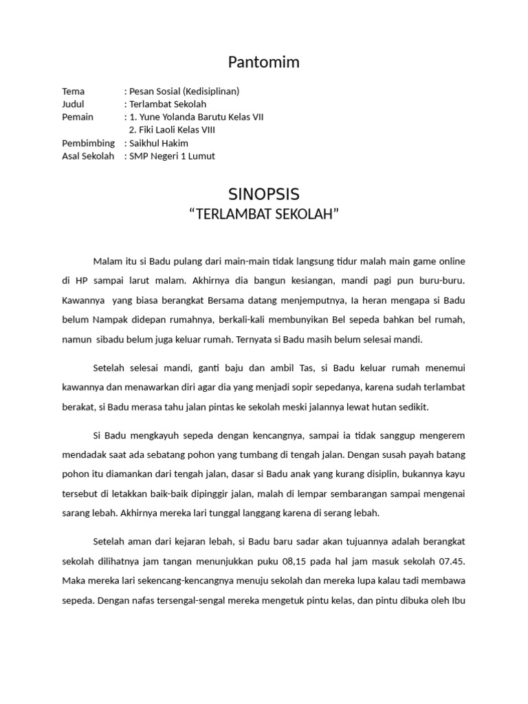 Sinopsis Pantomim | PDF