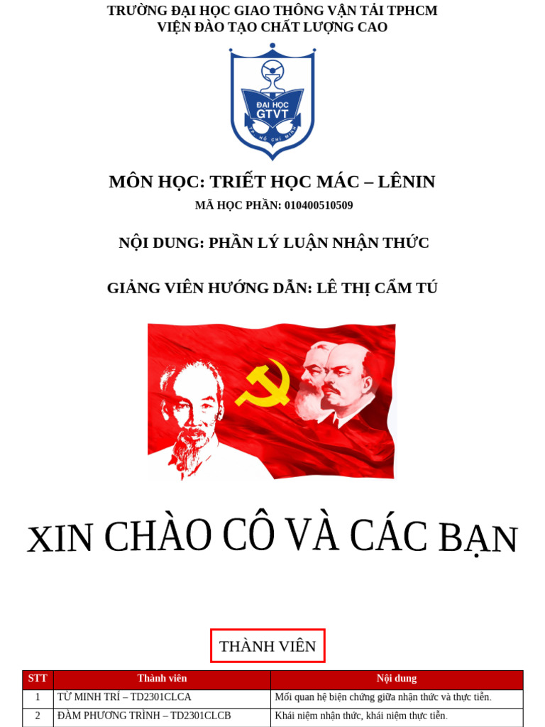 Triết Học Mác - Lênin Nhóm 9 | PDF