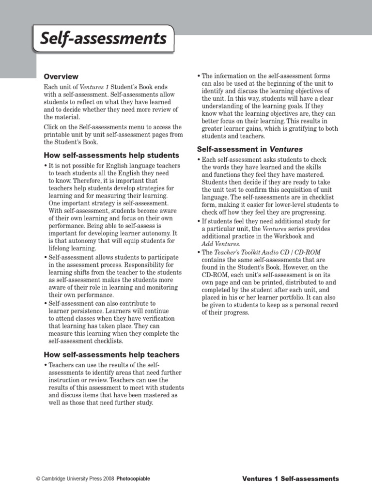 Self-Assessments for Students | PDF | Career & Growth | Computers