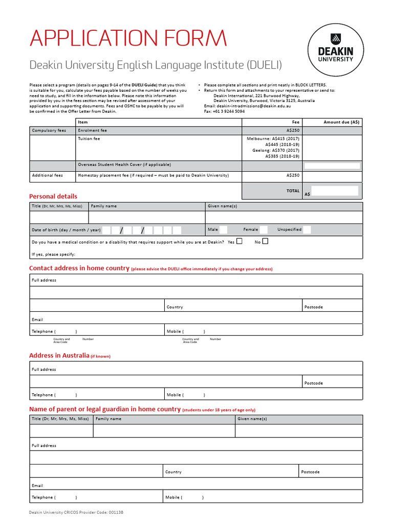 DUELI 2017 Application Form | PDF | Travel Visa | International English ...