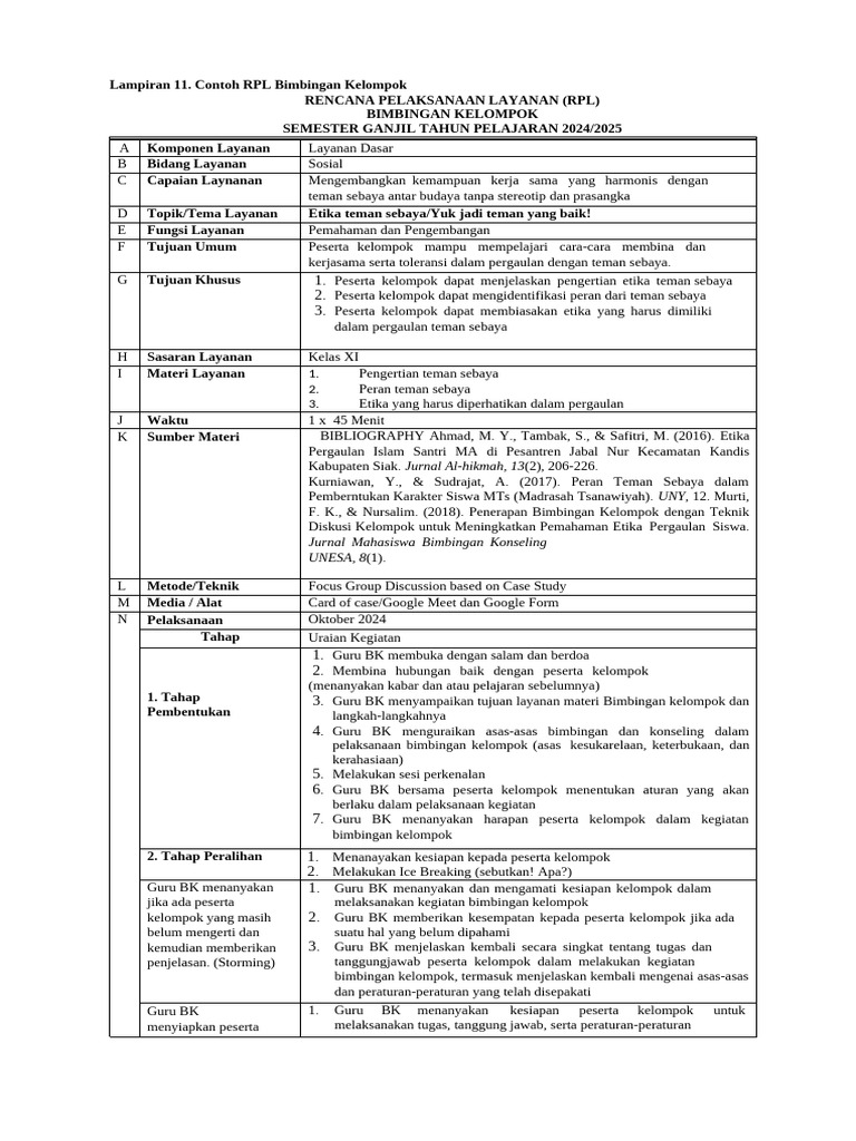 RPL Bimbingan Kelompok Kelas XI 2024 | PDF