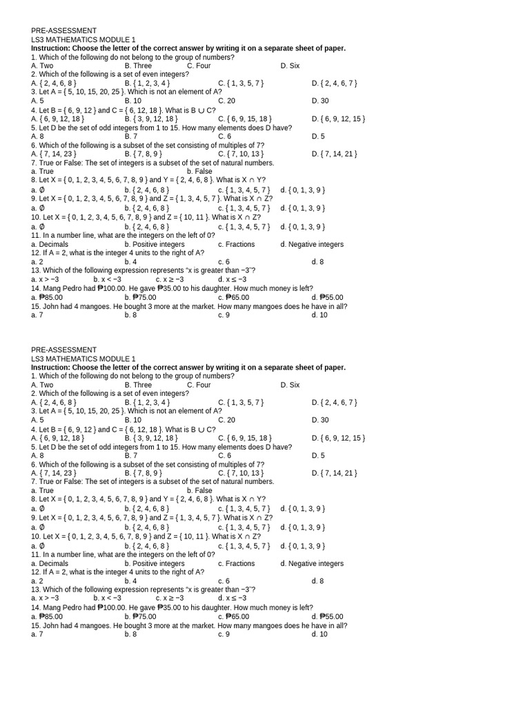 Mod 1 Mathpre | PDF | Numbers | Abstract Algebra