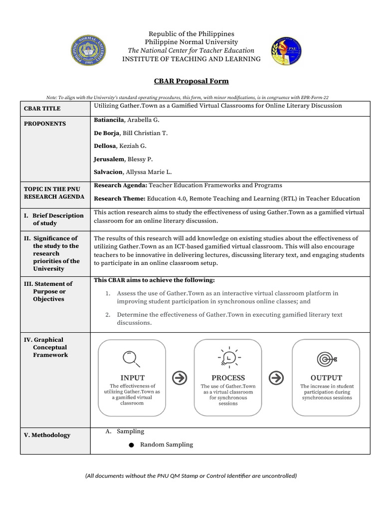 CBAR Proposal | PDF | Teachers | Distance Education