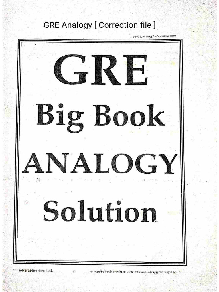 GRE Big Book Analogy (With Correction) | PDF