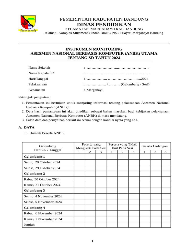 Instrumen Monitoring ANBK 2023[1] | PDF