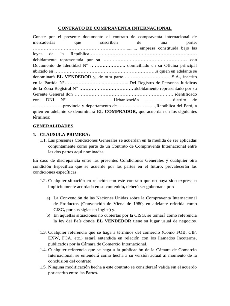 Contrato de Compraventa Internacional | PDF | El comercio internacional