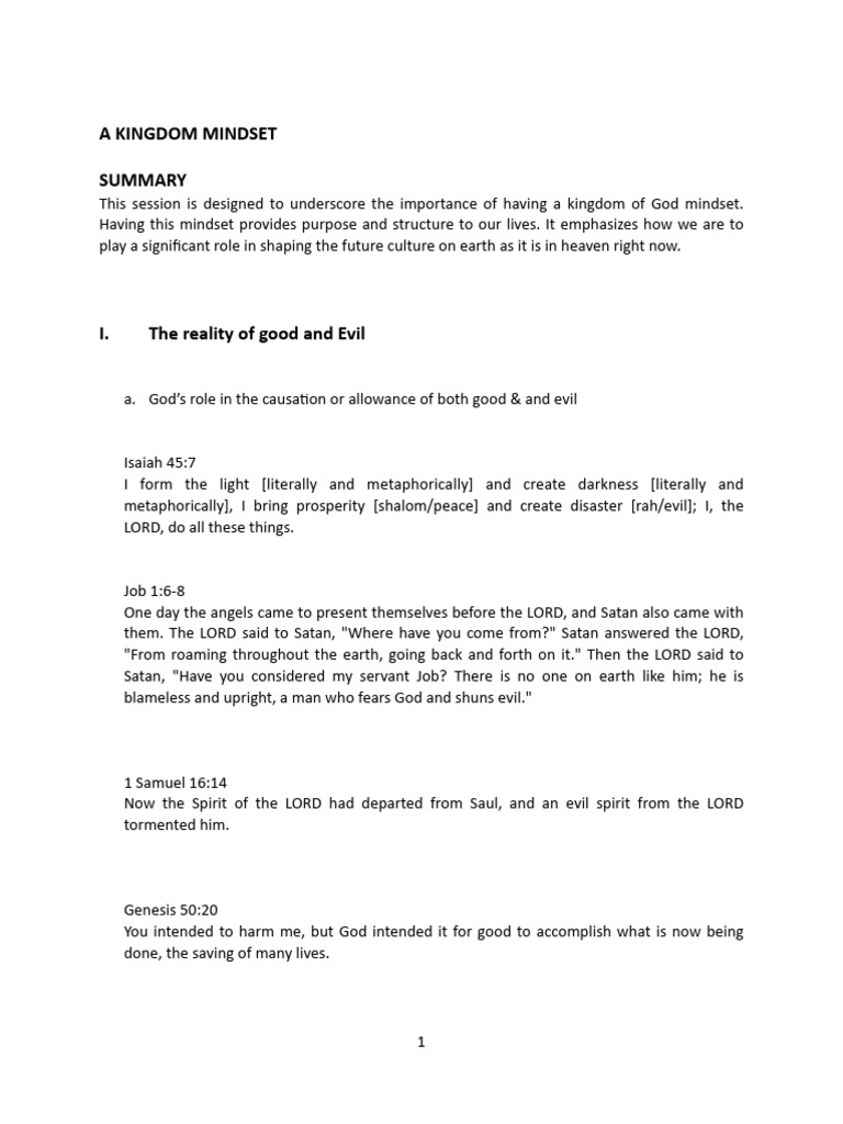A Kingdom Mindset - Outline | PDF | Babylonian Captivity | Satan