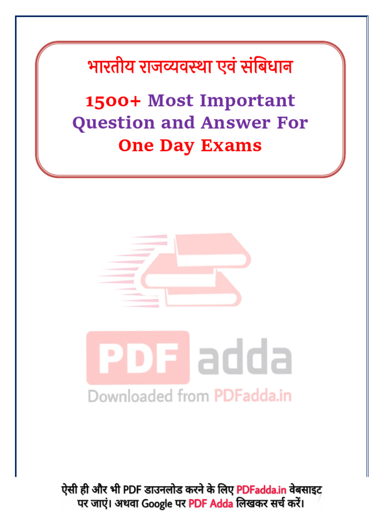 1500 - Indian Polity Most Important Questions and Answer | PDF