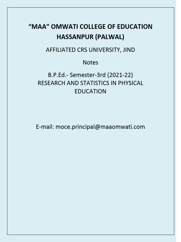Research & Statistics in Physical Education | PDF | Hypothesis ...