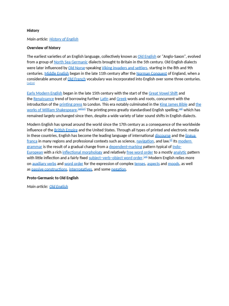 History | PDF | English Language | Languages Of The United Kingdom